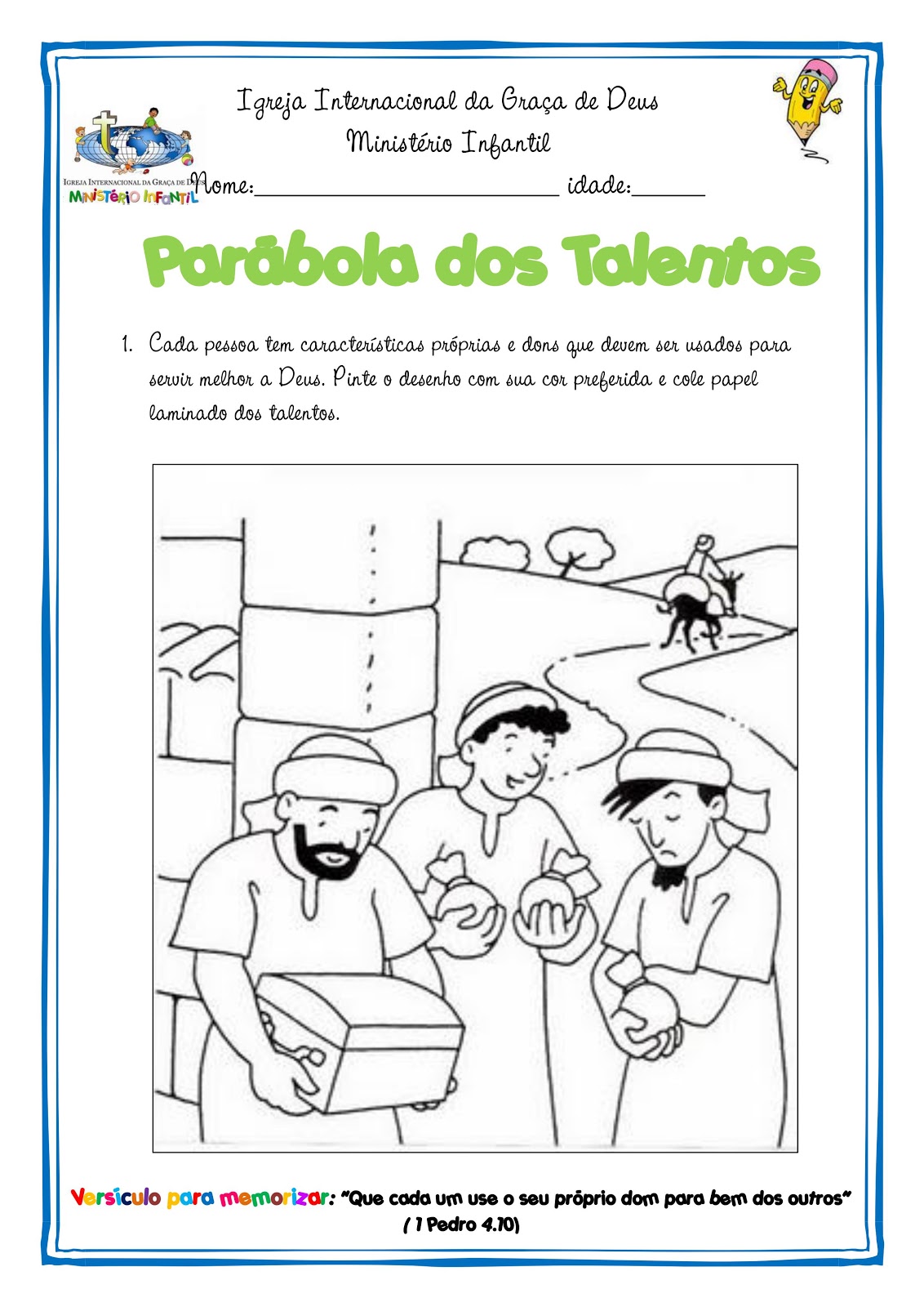 Atividades Sobre A Parábola Dos Talentos - RETOEDU