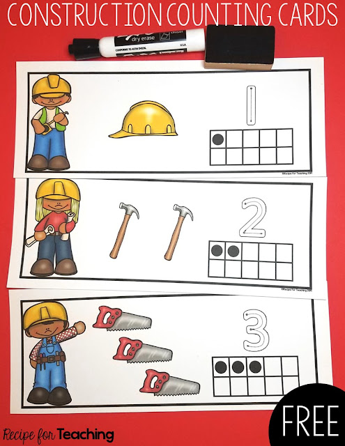 Construction Counting Cards - Recipe for Teaching