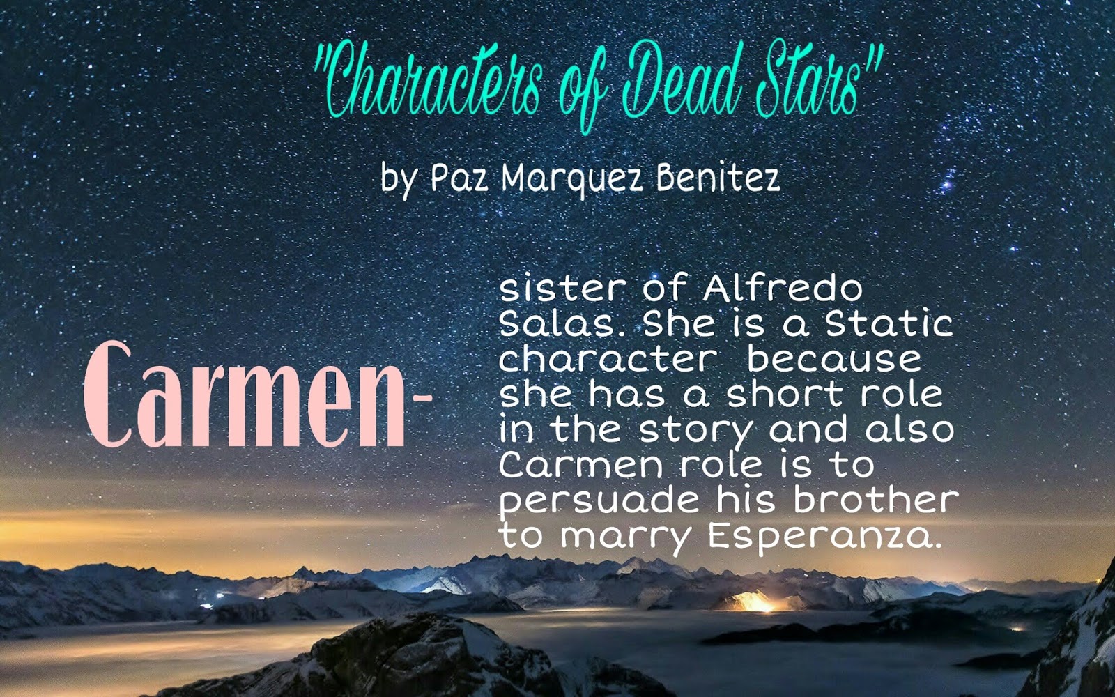 21st Century Literature E-Portfolio: Characters of Dead Stars