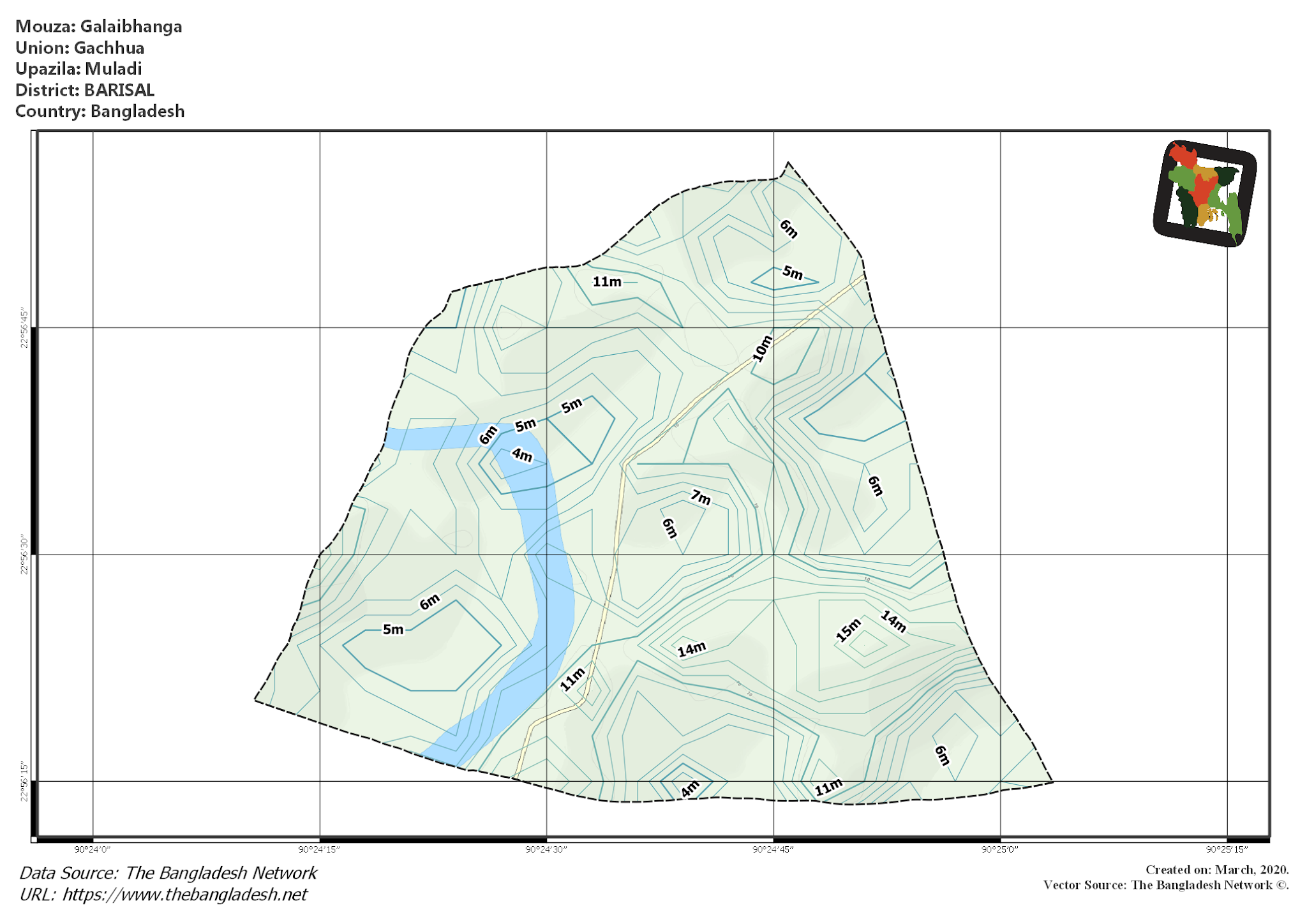 Map of Galaibhanga Mouza, Muladi, Barisal