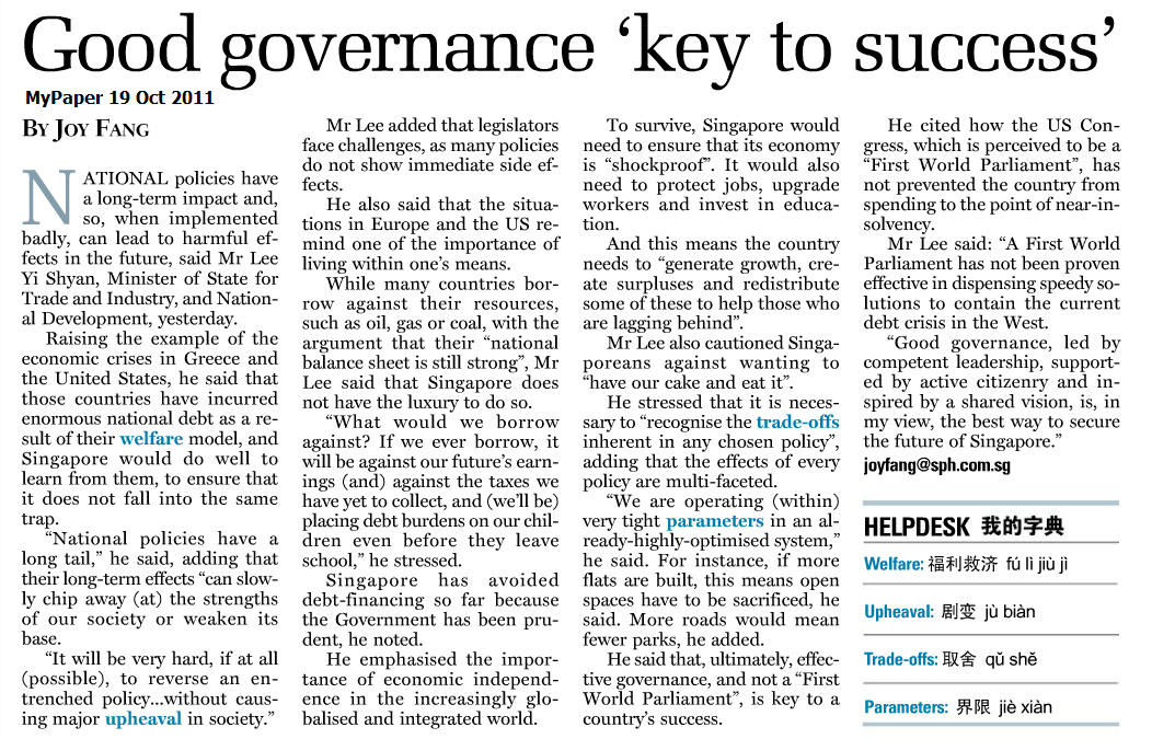 Social Studies: Good Governance is the key to success