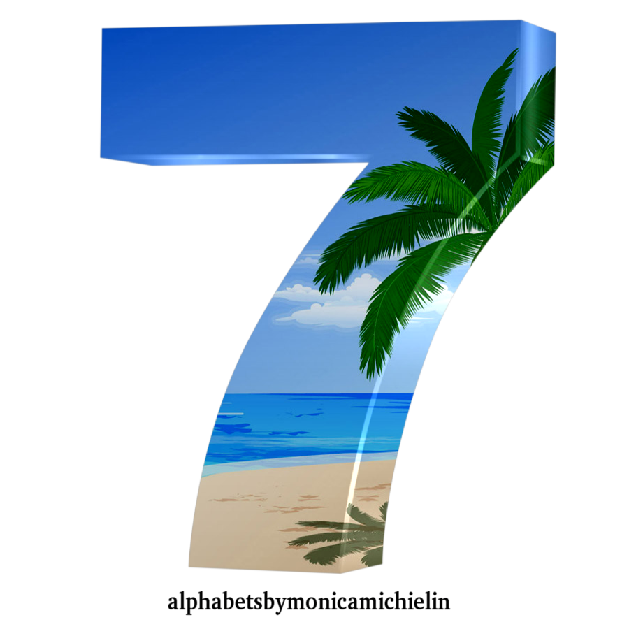 M. Michielin Alphabets: BEACH SAND BLUE WATER PALM TREE CARTOON 3D FONT ...