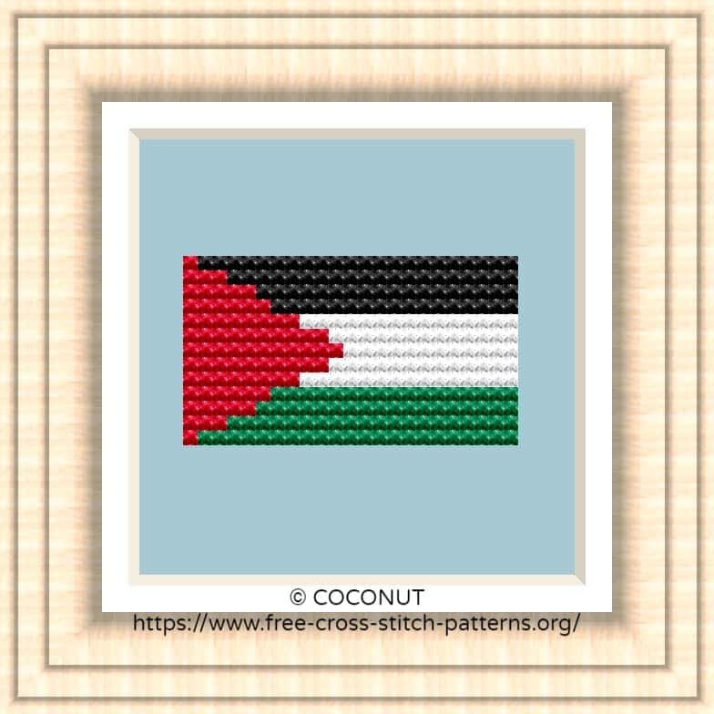 NATIONAL FLAG OF PALESTINE CROSS STITCH CHART | Free cross stitch pattern