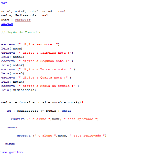 Antigo Programador: VISUALG: Exercícios SE, SENAO