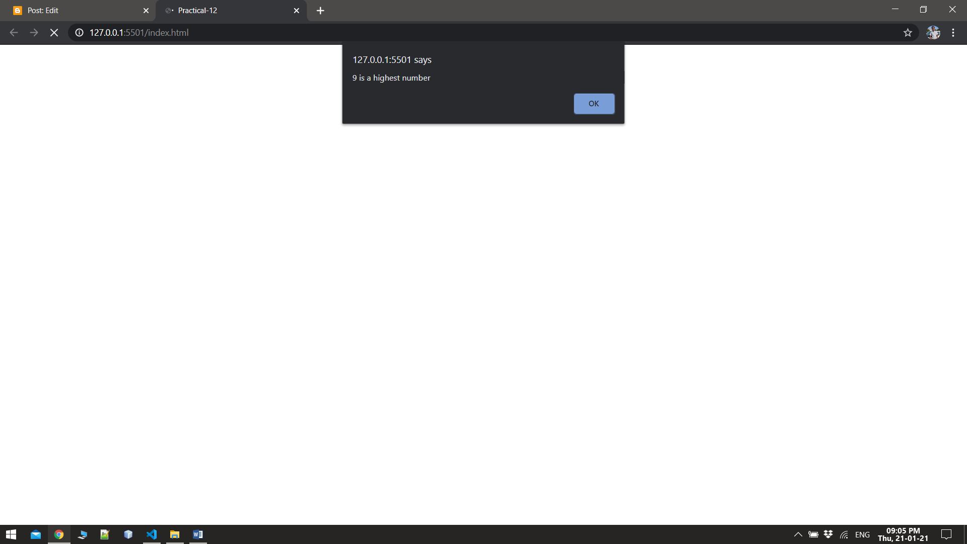Write JavaScript program To find highest from given three values