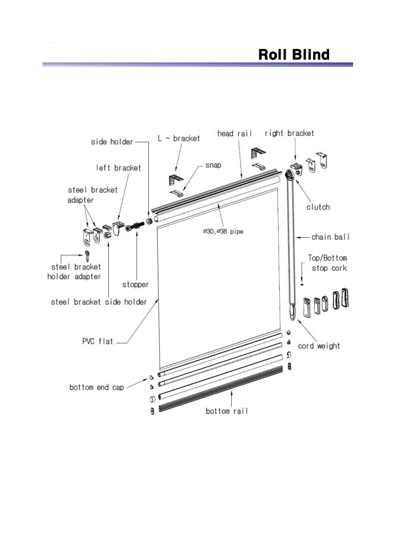Window roller blinds system , component made by Korea