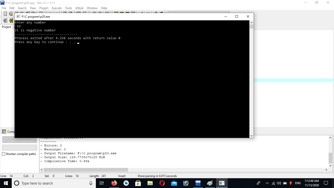 Program to decide whether a given number is positive, negative or zero ...