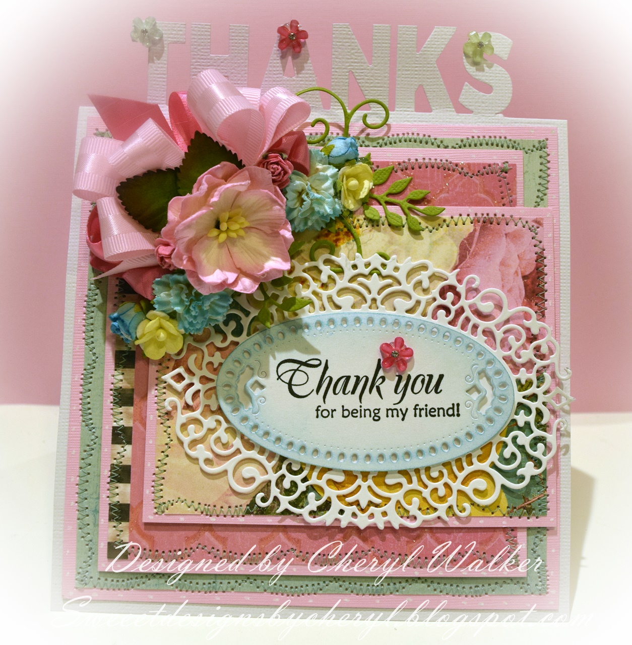 Really Reasonable Ribbon Blog: Thank You Card with Ribbon and Flowers