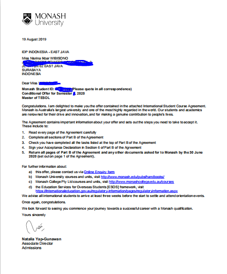 Cara Mendapatkan LOA Unconditional dari Monash University Australia