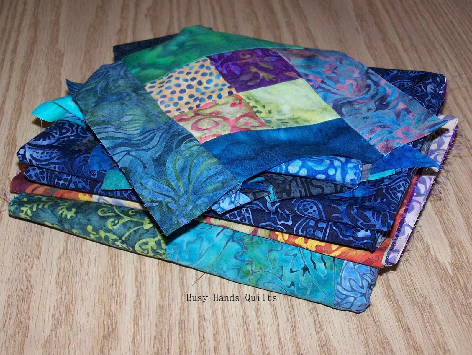Busy Hands Quilts: Batik Lap Quilt Top and Scraps {A Giveaway!}