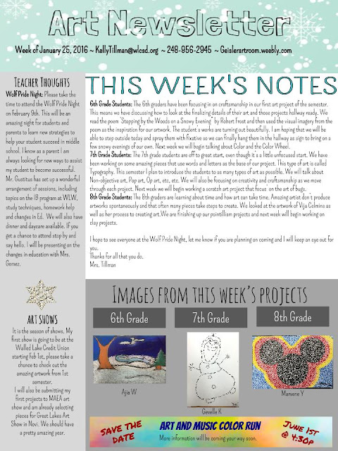 Geisler Art Room: Art Newsletter Week of January 25th, 2016