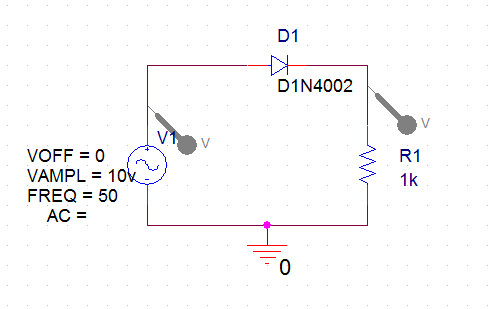 CIRCUITS IN SOFTWARE: Half Wave Rectifier ( ORCAD )
