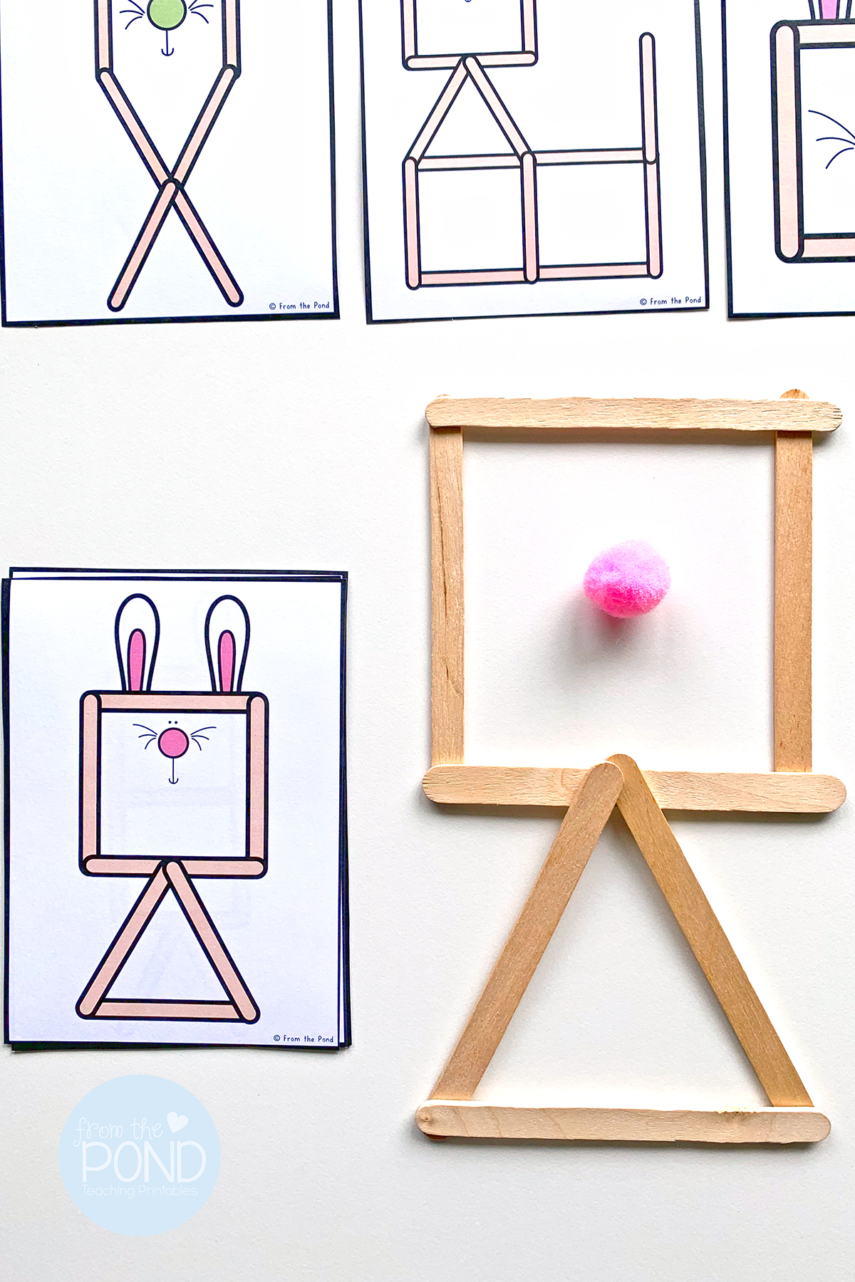 Bunny Stick Shape Cards | From the Pond