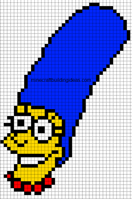 Minecraft Pixel Art Templates: Marge Simpson