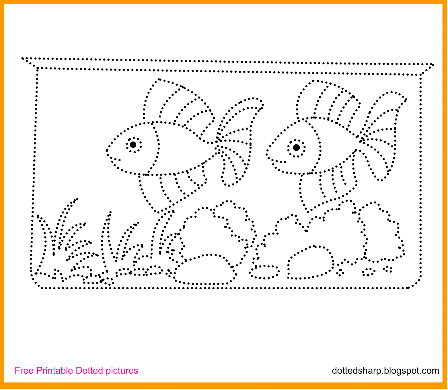 Free Dotted Printable for kids: Dotted Aquarium activity