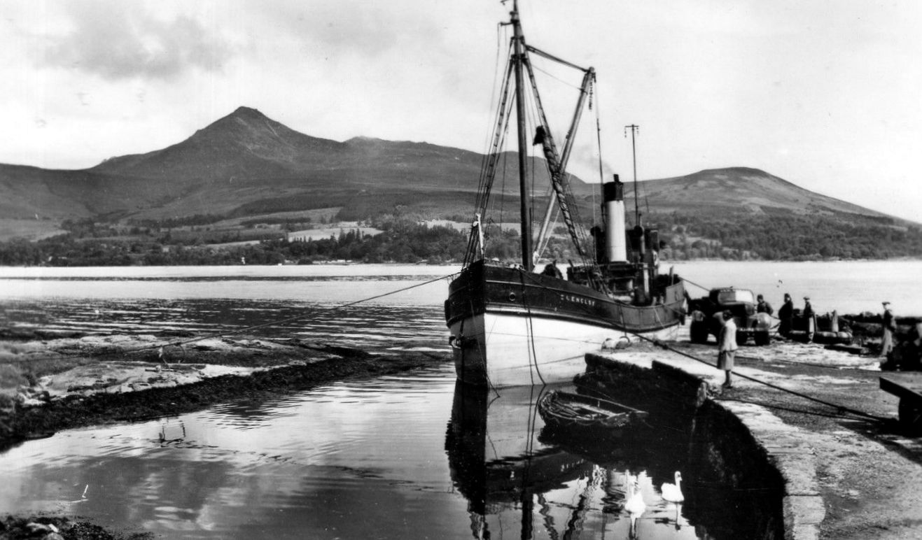 Tour Scotland: Old Photograph Clyde Puffer Harbour Brodick Island Of ...