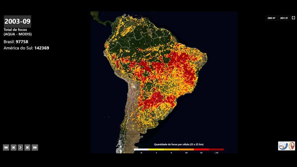INPE - Mapas das Queimadas na América do Sul