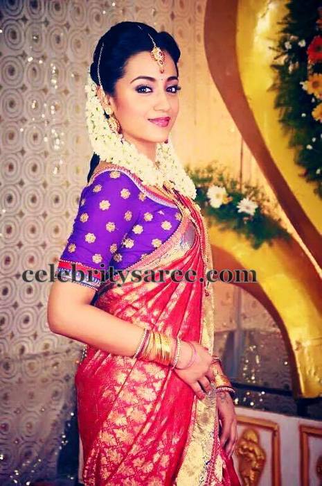 Trisha in Purple Elbow Length Blouse - Saree Blouse Patterns