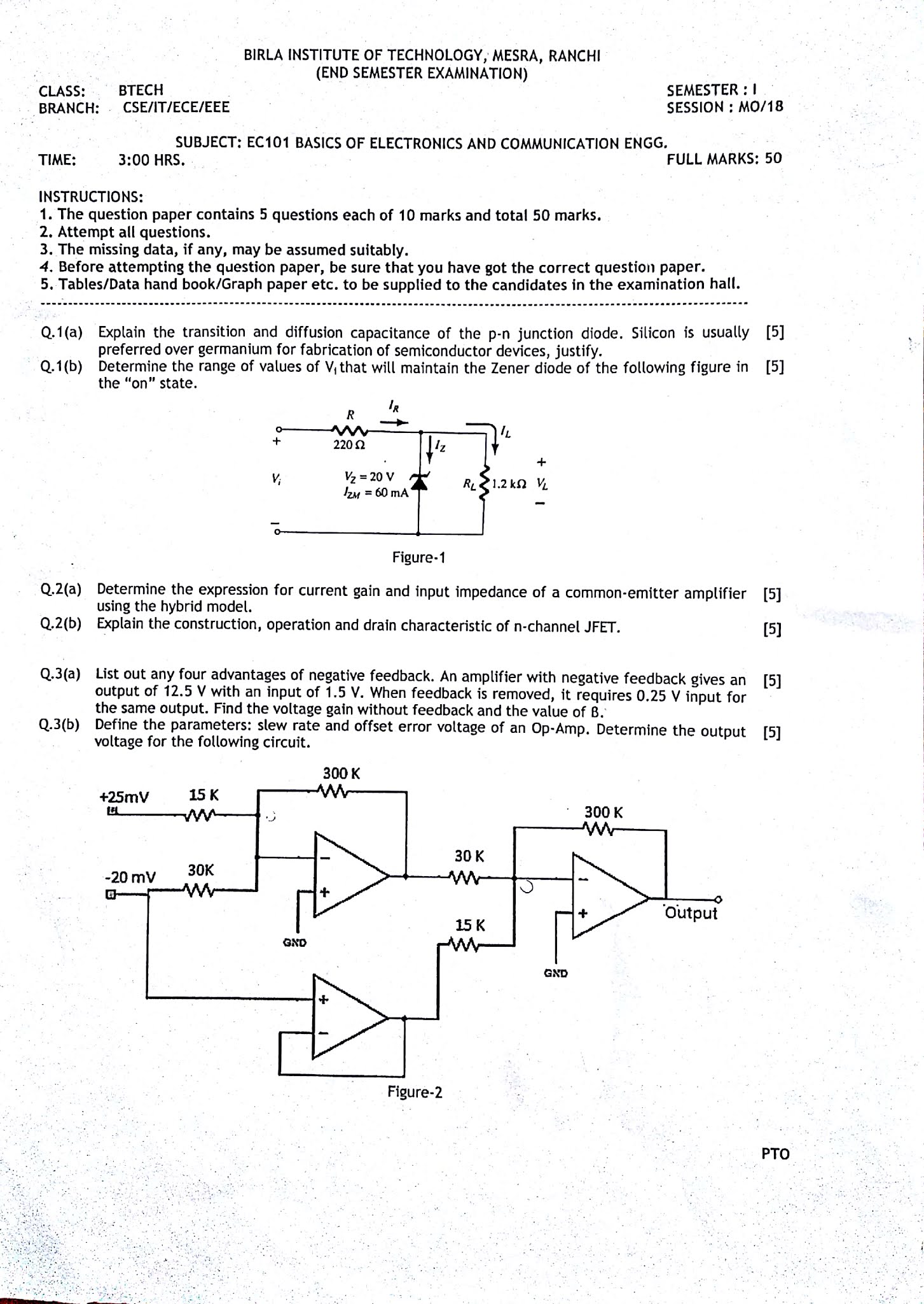 EC101 Basics of Electronics & Communication Engineering bit mesra ...