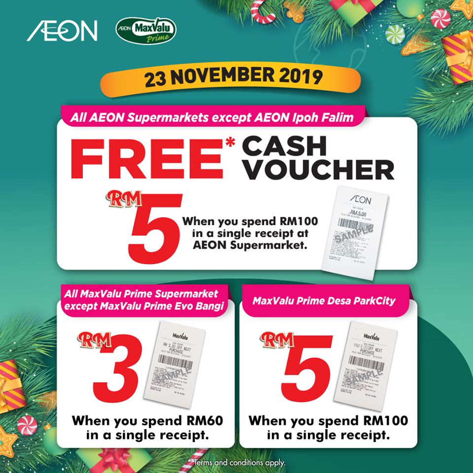 在AEON消费可免费获得高达RM30折扣券