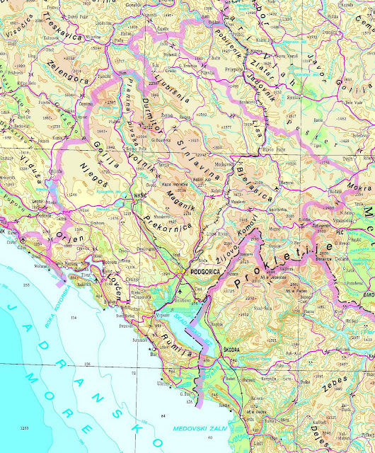 Mali i Zi - harta gjeografike të Malit të Zi - Shqipëria Express