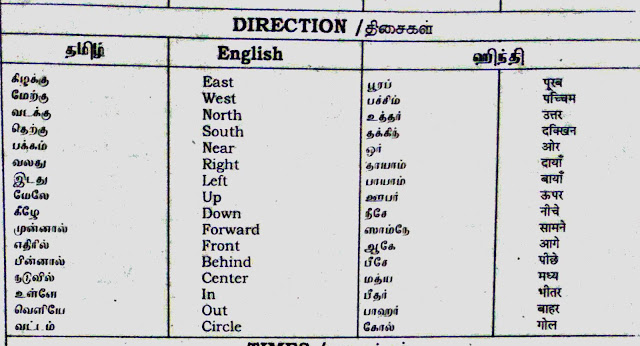 DIRECTIONS - LEARN HINDI 3 WAY READER ( TAMIL, ENG, HINDI)