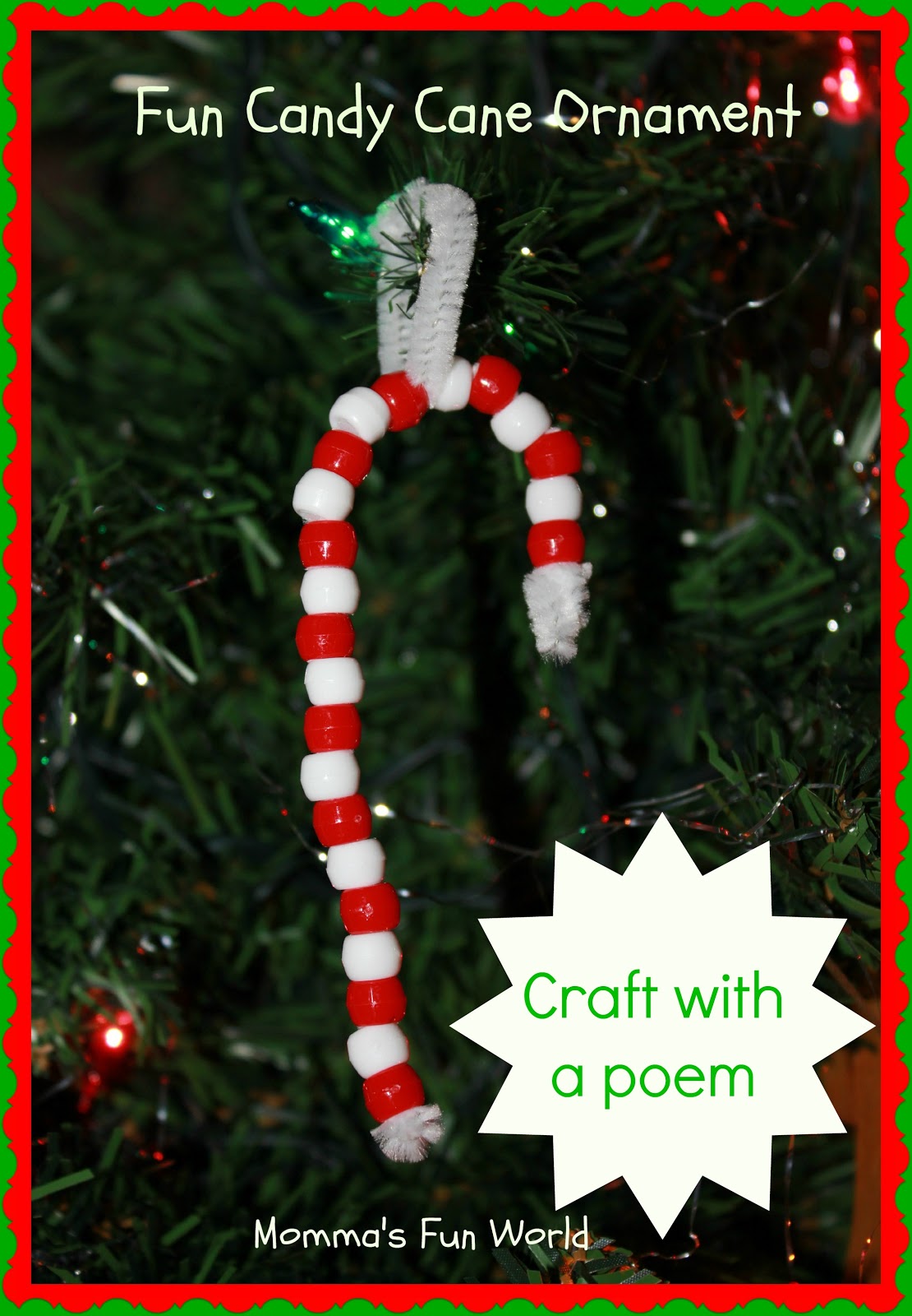 Momma's Fun World: Candy Cane bead ornament with a poem