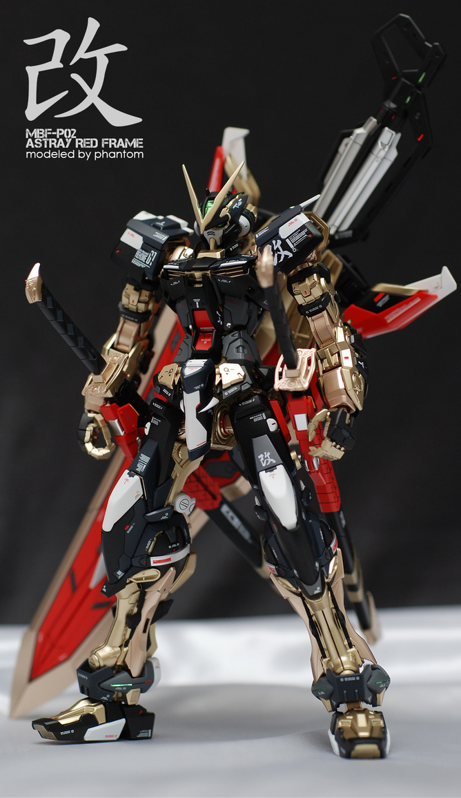 Custom Build: MG 1/100 Gundam Astray Red Frame Kai [Gold / Black Armor]