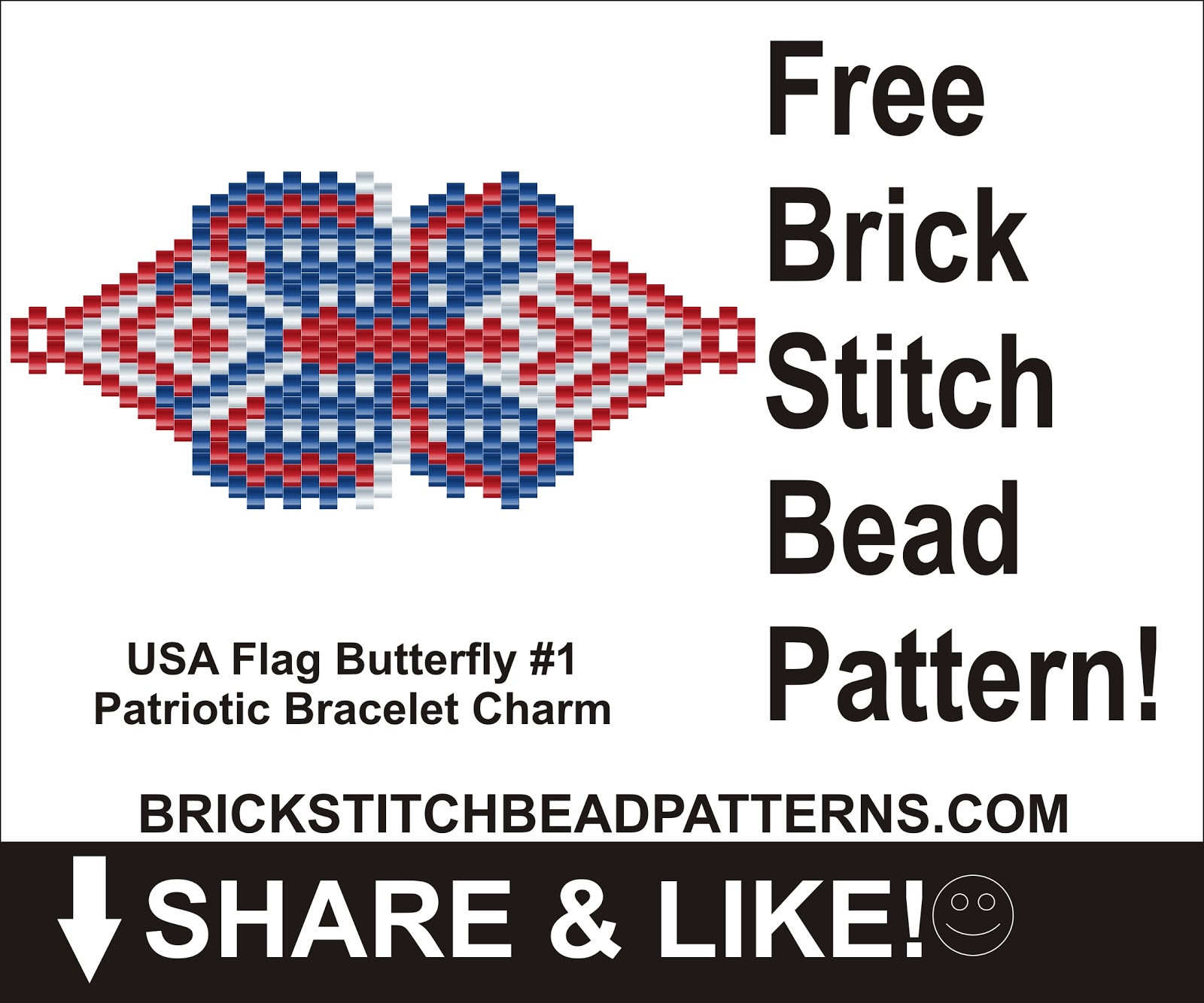 Brick Stitch Bead Patterns Journal: USA Flag Butterfly #1 Brick Stitch ...
