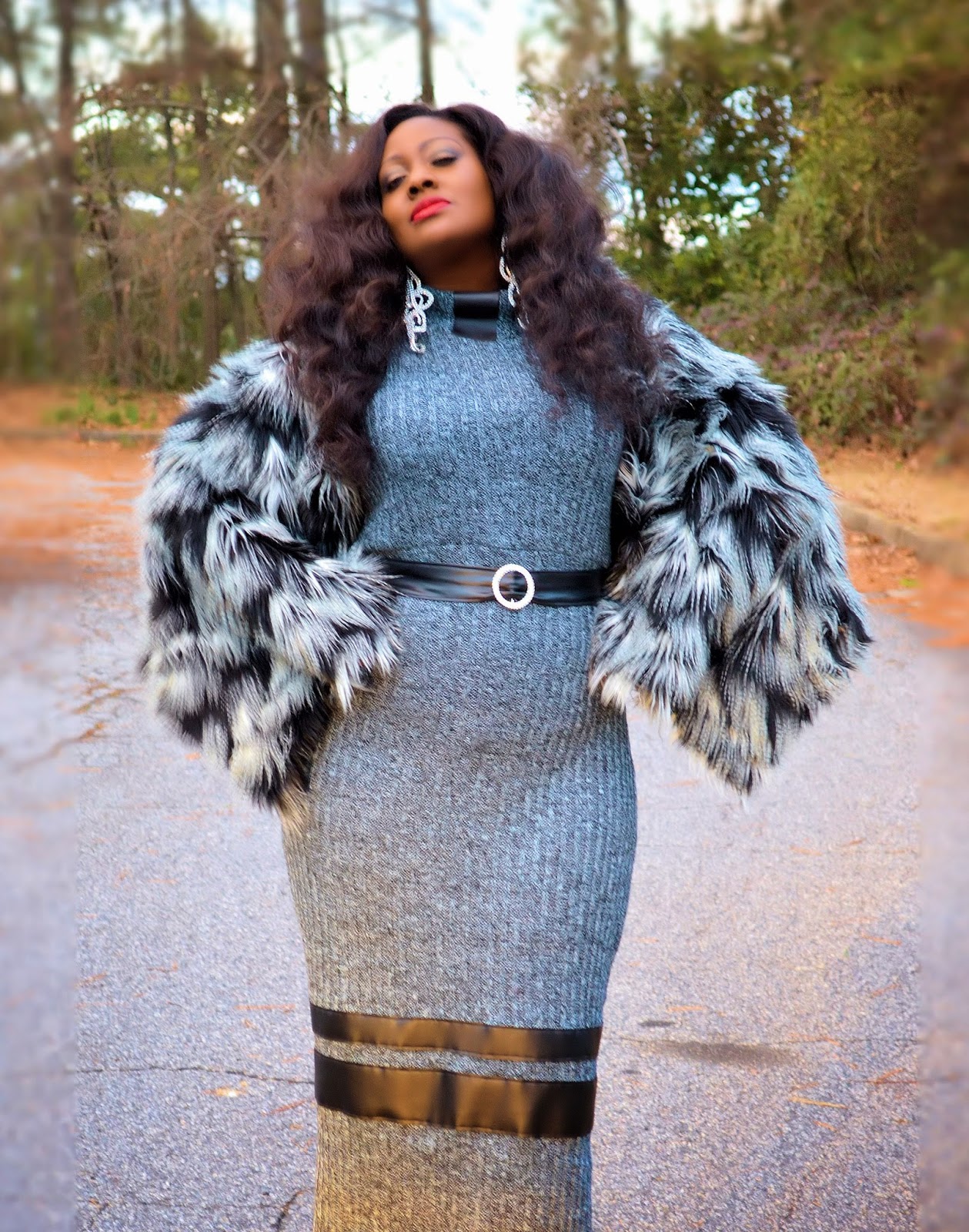 Diary Of A Spoiled Diva Faux Leather Trim Sweater Dress