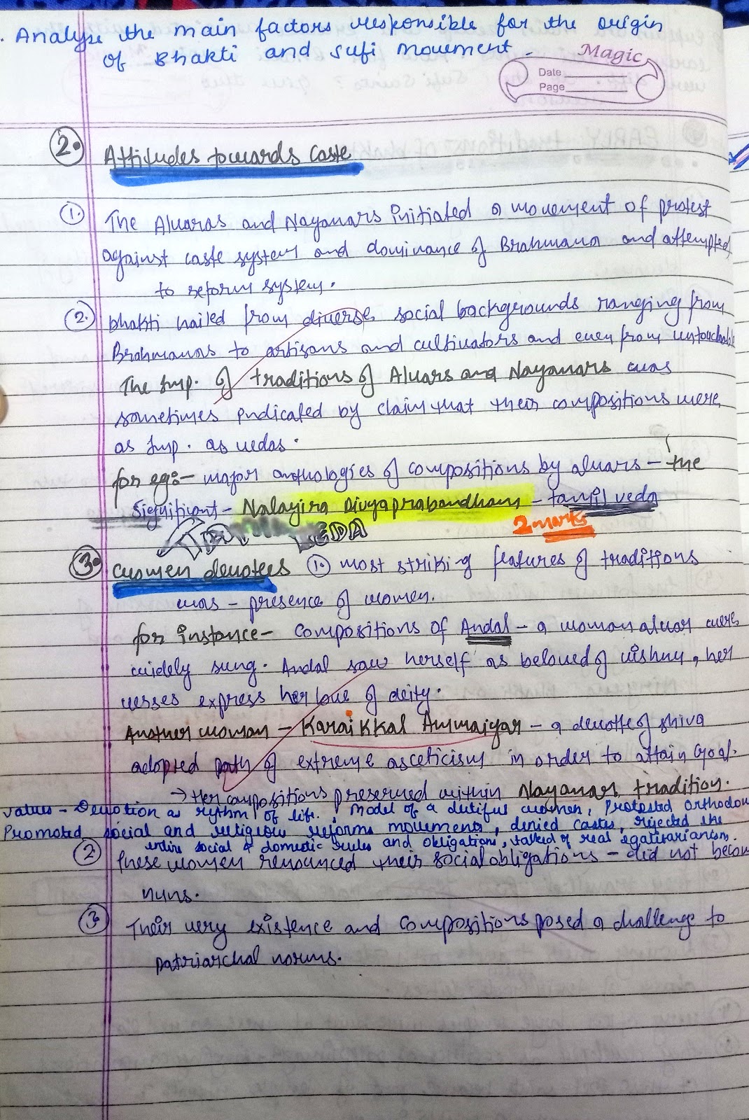 Handwritten Notes of Bhakti Sufi Traditions - History - Class 12th ...