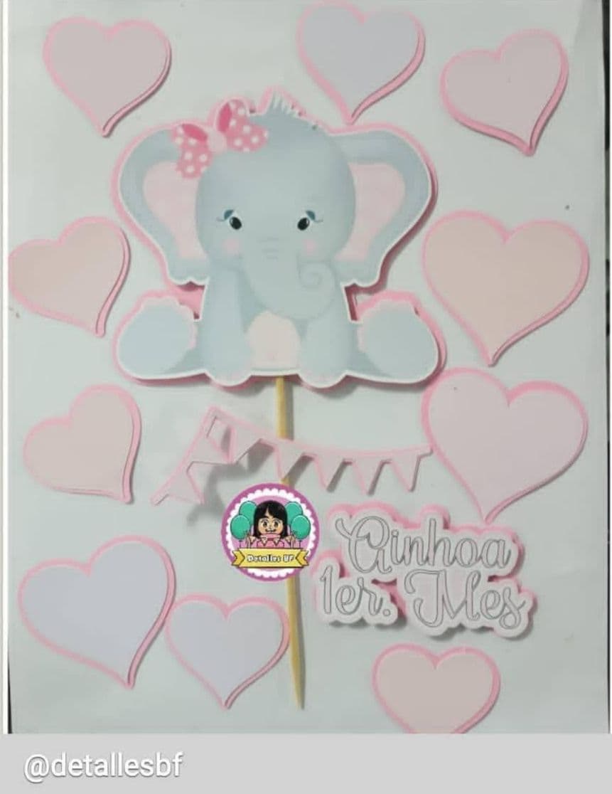 Topper 3d Elefante Ainhoa 1er Mes - Mis Toppers Tus Toppers
