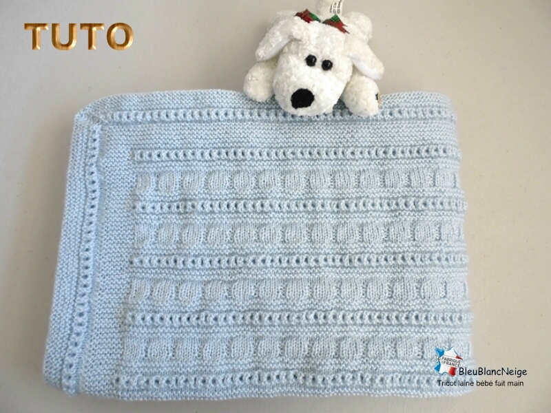 tricot bebe: Fiche tricot bebe, couverture bb, layette, bleu