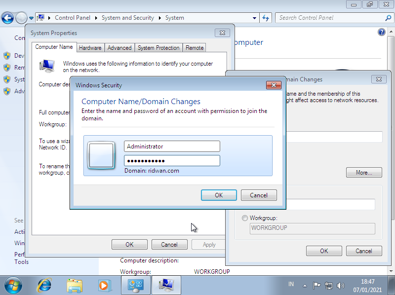 Langkah-langkah Join Domain Windows Server 2019 Menggunakan Windows 7 ...