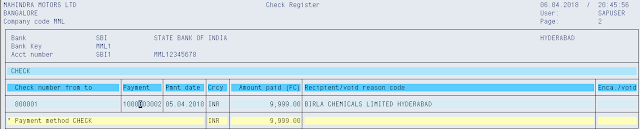 SAP - FICO MODULE LEARNING: Display Check Register SAP - FICO MODULE LEARNING: Display Check Register