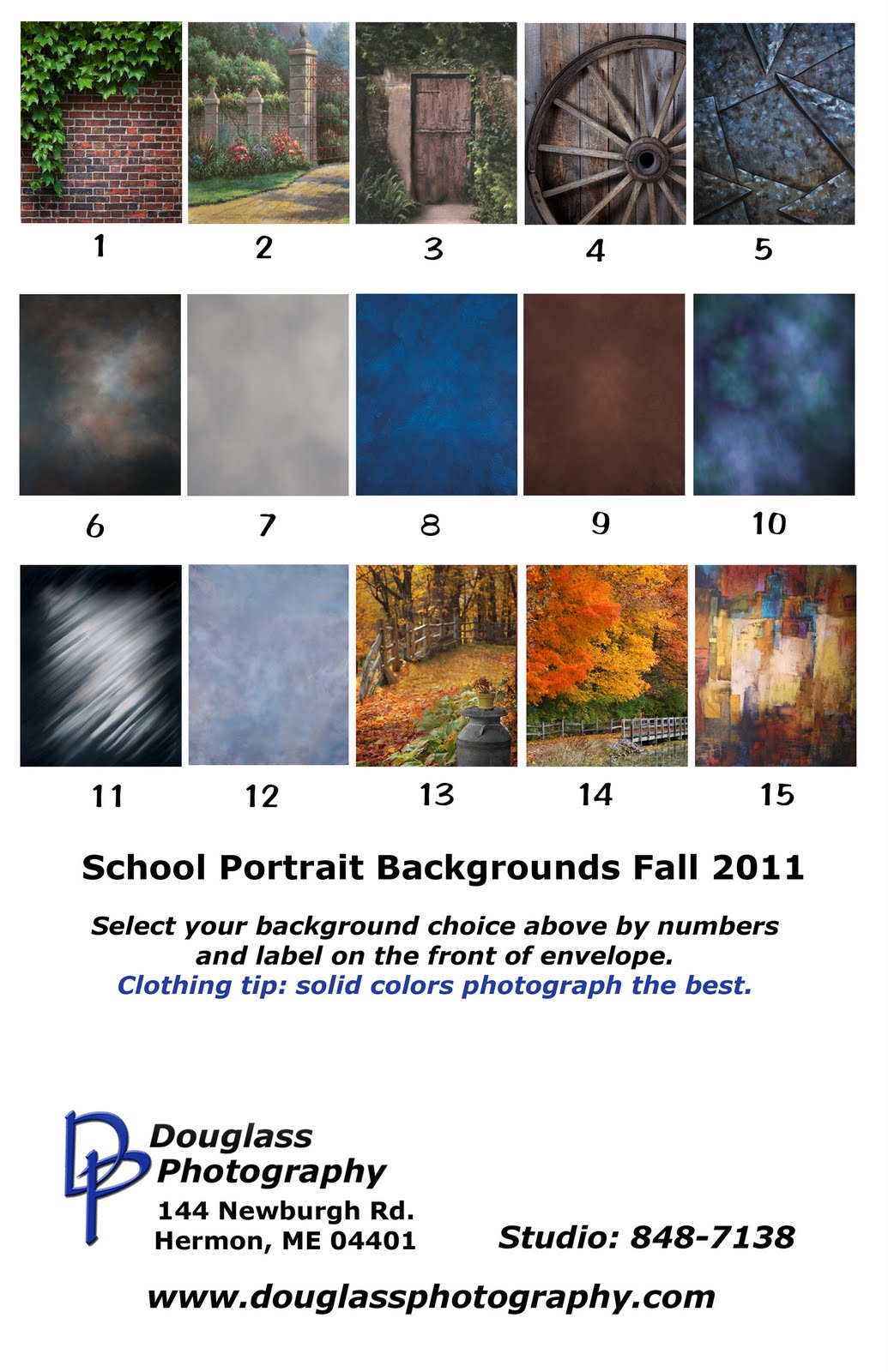 Douglass Photography: Fall of 2011 School Portrait Backgrounds