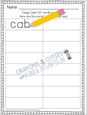 Crayons & Cuties In Kindergarten: Time to Build CVC Words!
