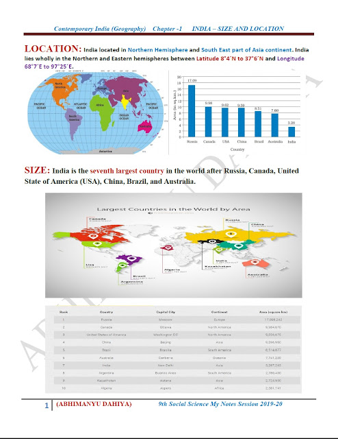 9th Geography (Social Science, 2019-20) Chapter 1 India - Size and Location, English Medium My ...
