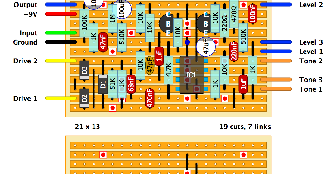 Guitar FX Layouts: Maxon OD-F1 Fire Blade Overdrive Effector