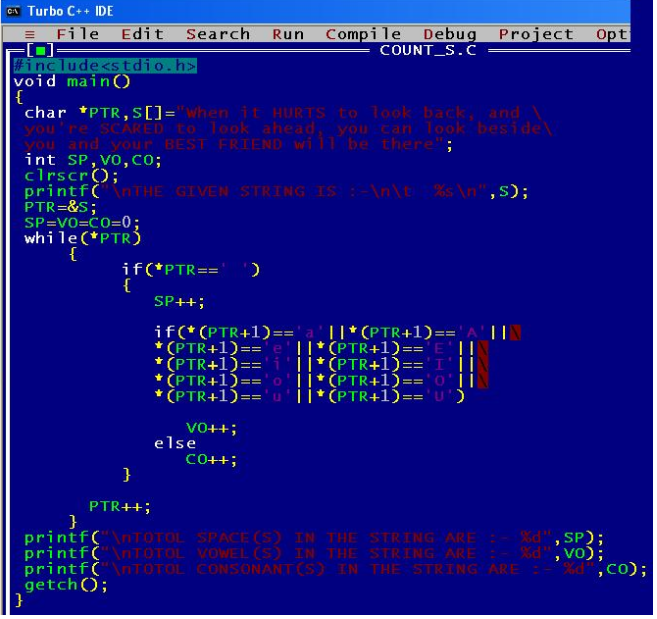 C Program To Count Vowels Consonants Etc