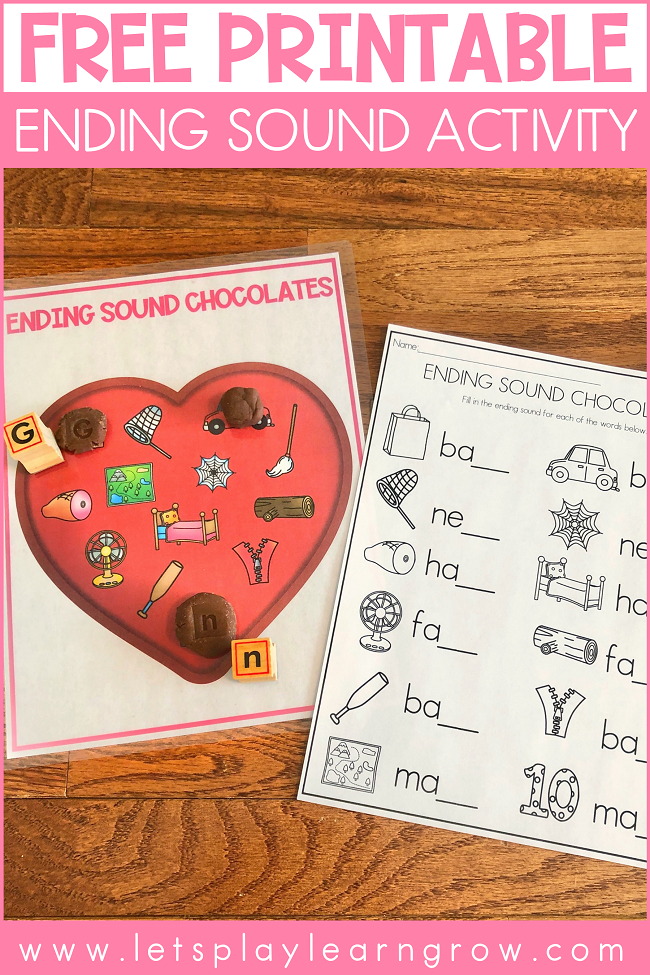 Valentine's Day Ending Sounds Activity | Lets Play.Learn.Grow