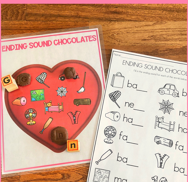 Valentine's Day Ending Sounds Activity | Lets Play.Learn.Grow