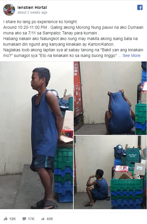 Netizen Naantig Ang Puso Sa Batang Pulubi Na Ang Pagkain Ay Karton The Daily Sentry