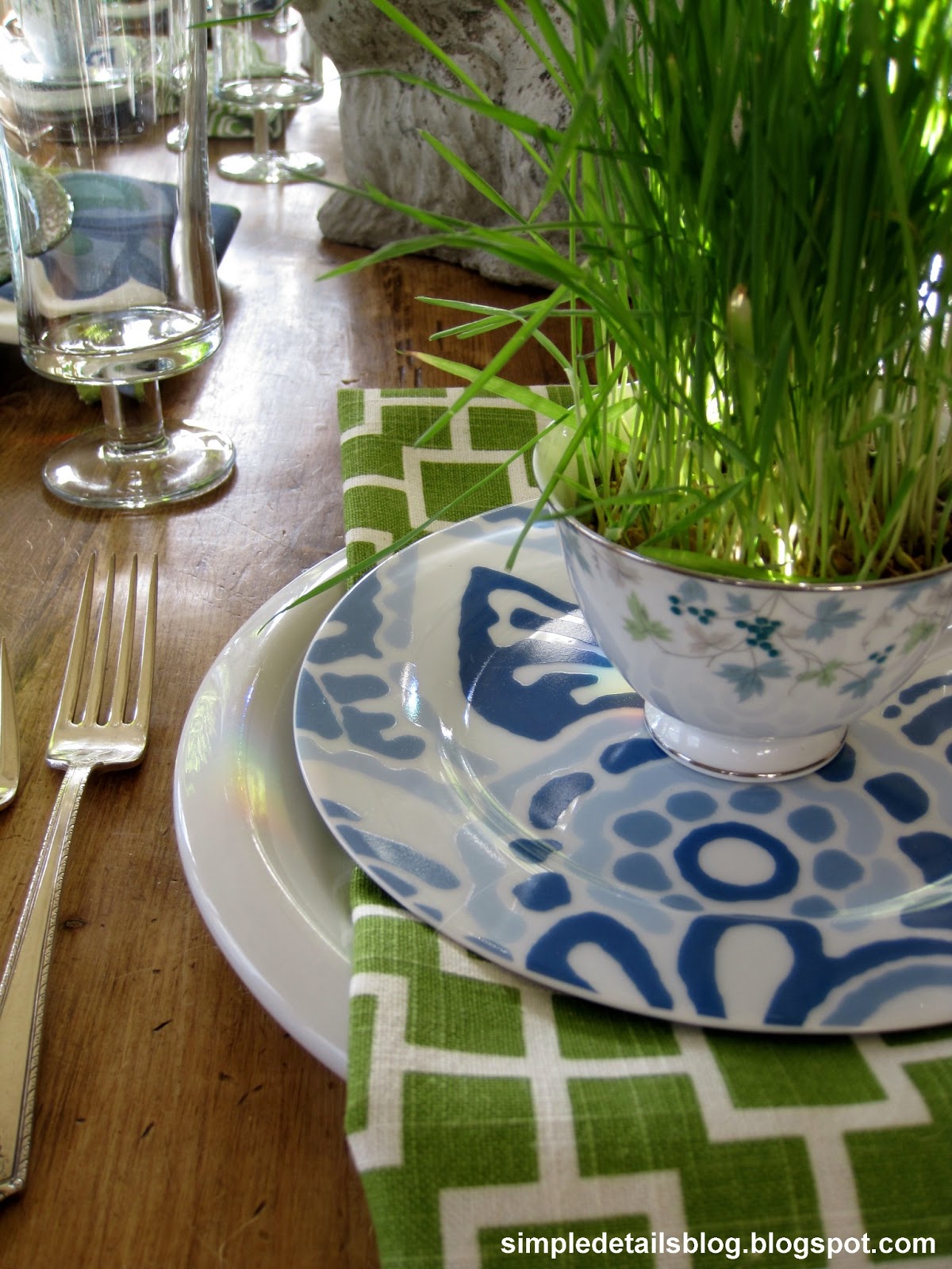 Simple Details: spring table with wheat grass...