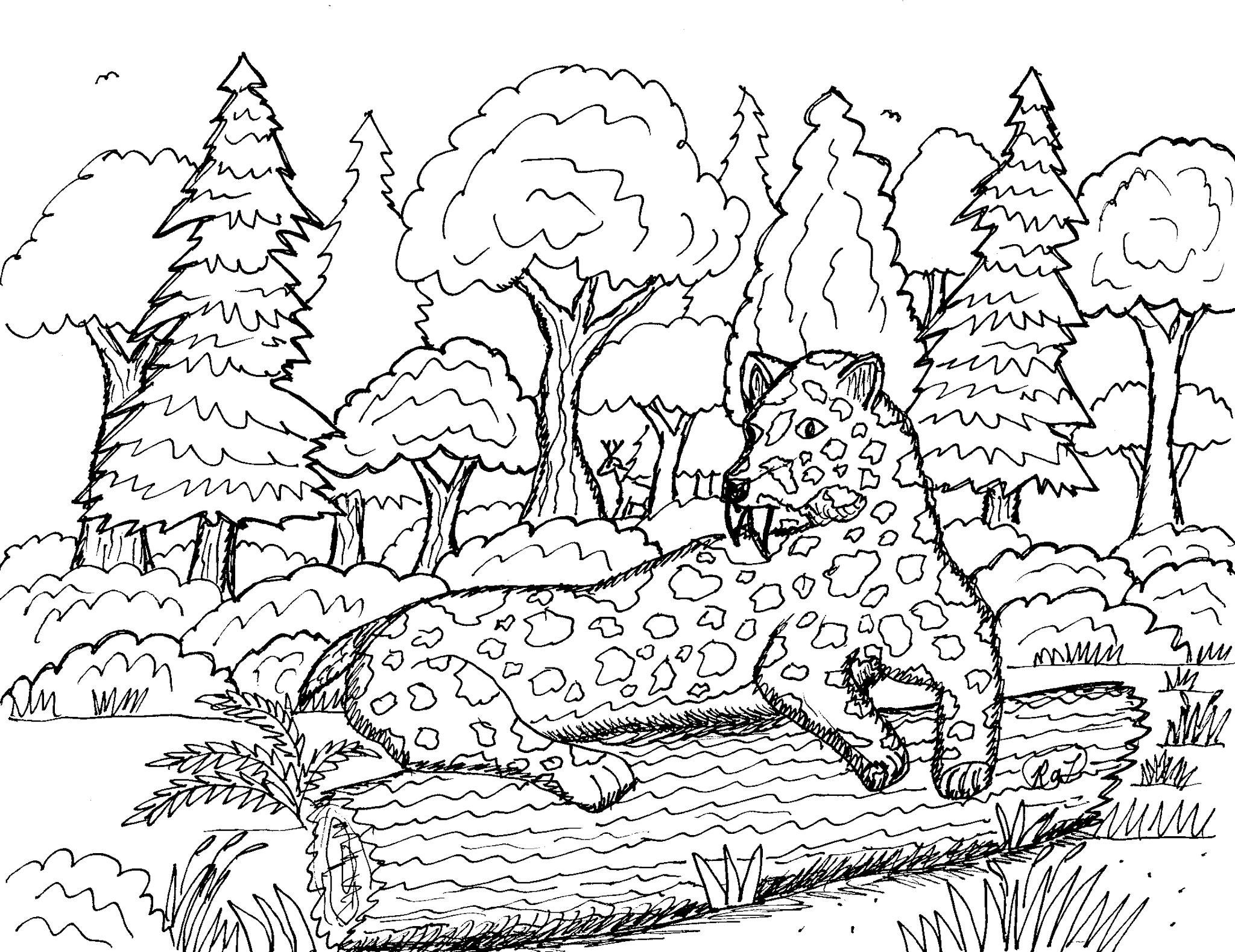 Robin's Great Coloring Pages: Smilodon the Forest Predator coloring page