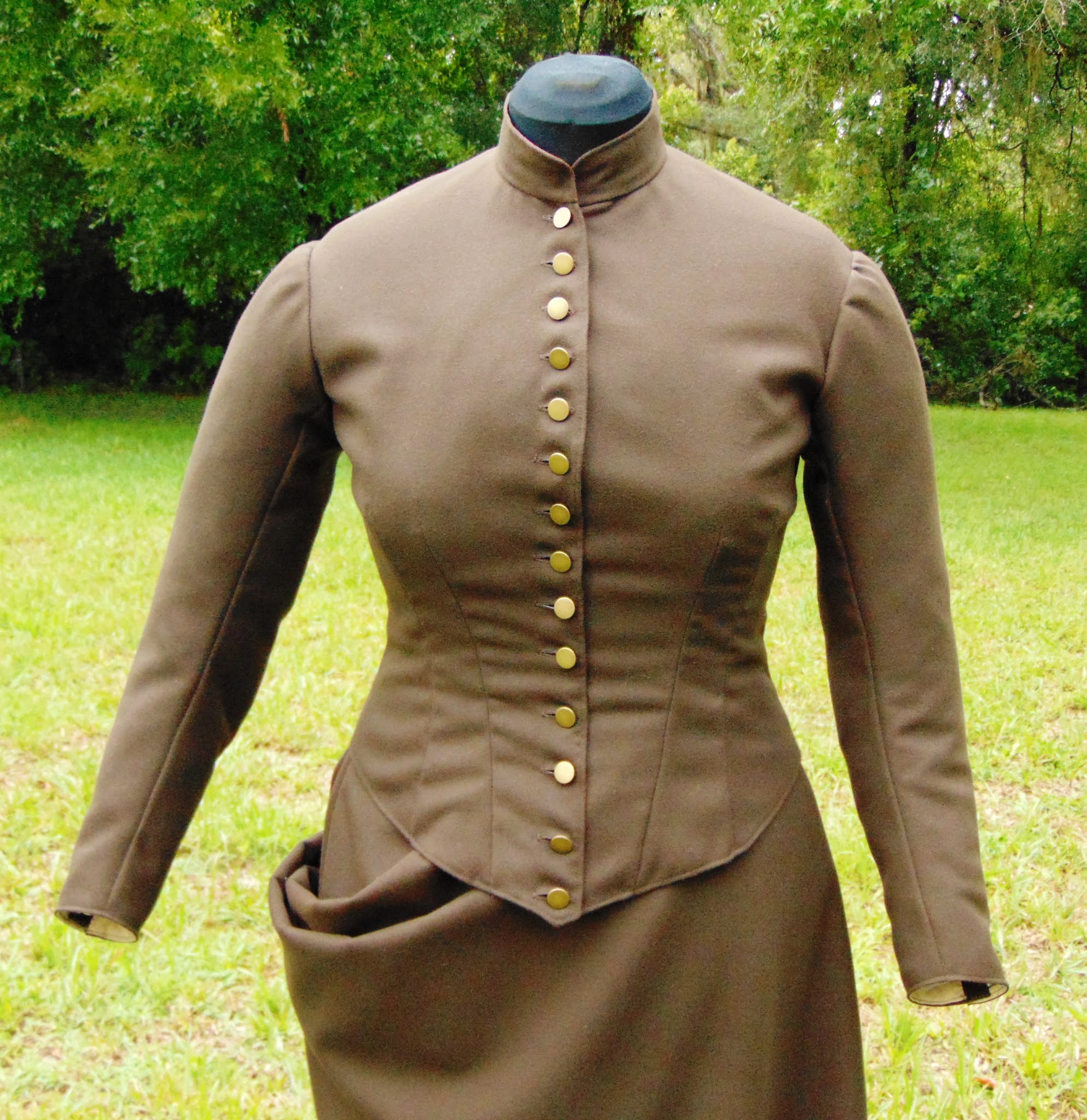 The Antique Sewist: 1880s Riding Habit - Brown wool blend