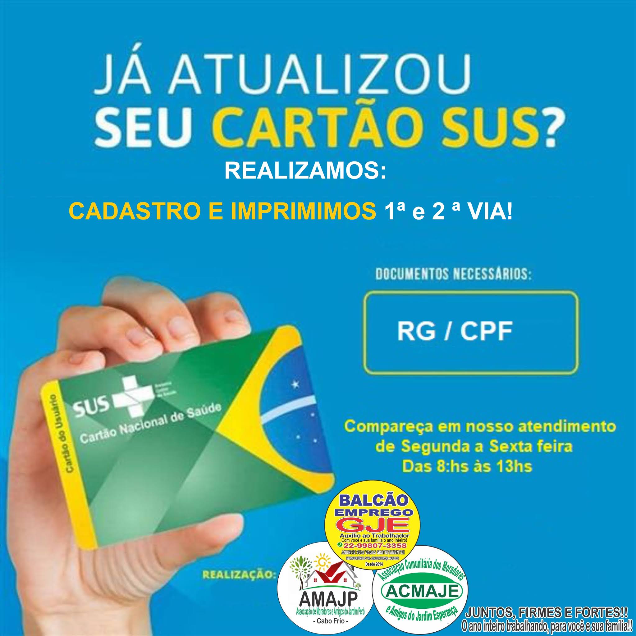 VOCÊ ESTA PRECISANDO DO CARTÃO DO SUS ? - CADASTRO - ATUALIZAÇÃO - 1ª E ...