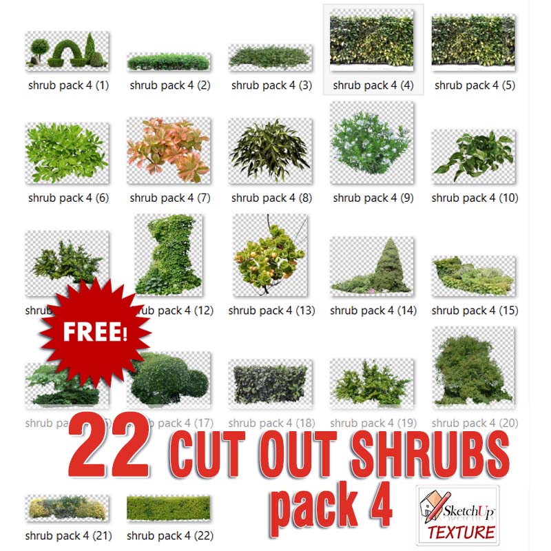 FREE CUT OUT SHRUBS & HEDGES PNG COLLECTION PACK 4