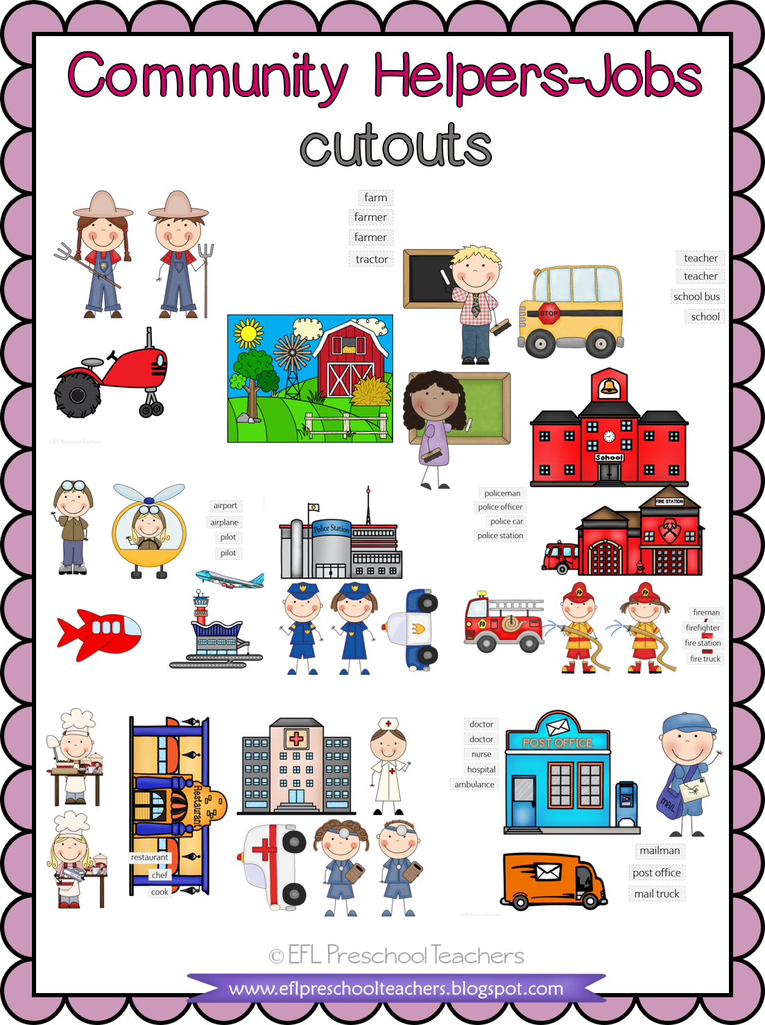ESL/EFL Preschool Teachers: ESL Community Helpers cutouts and ideas on ...