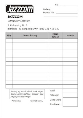 Contoh Nota Kosong | Percetakan di Malang | Cetak murah dan berkualitas ...